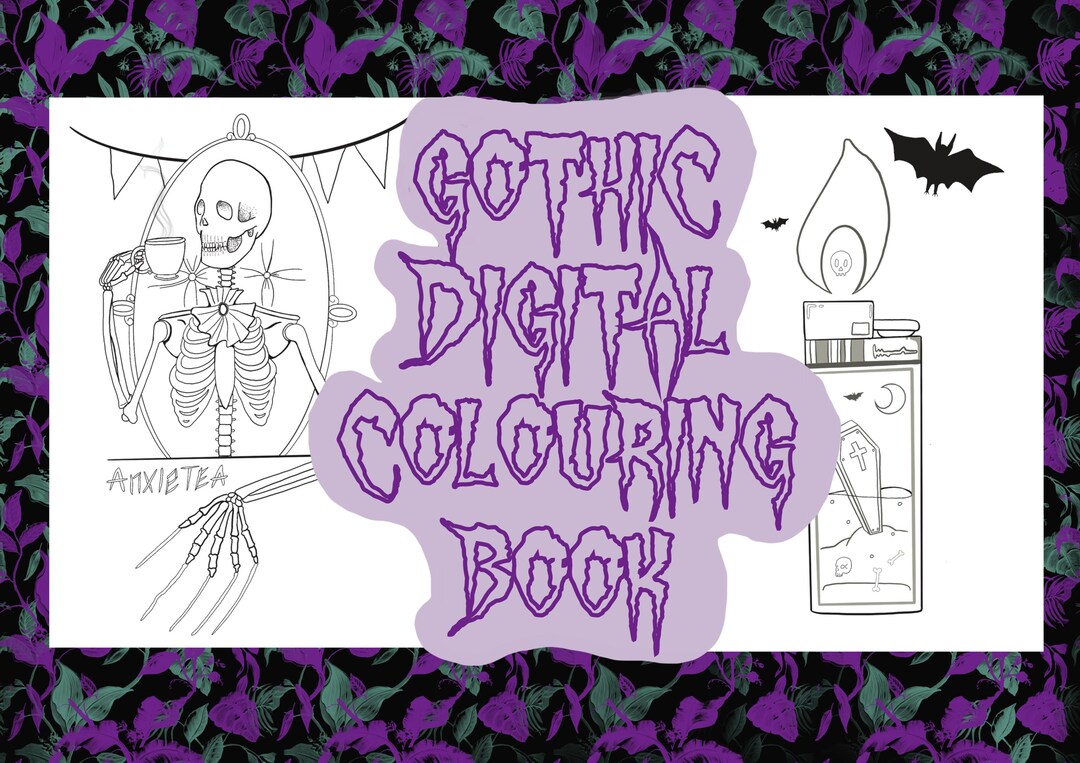 5 Gothic Colouring Pages - Etsy