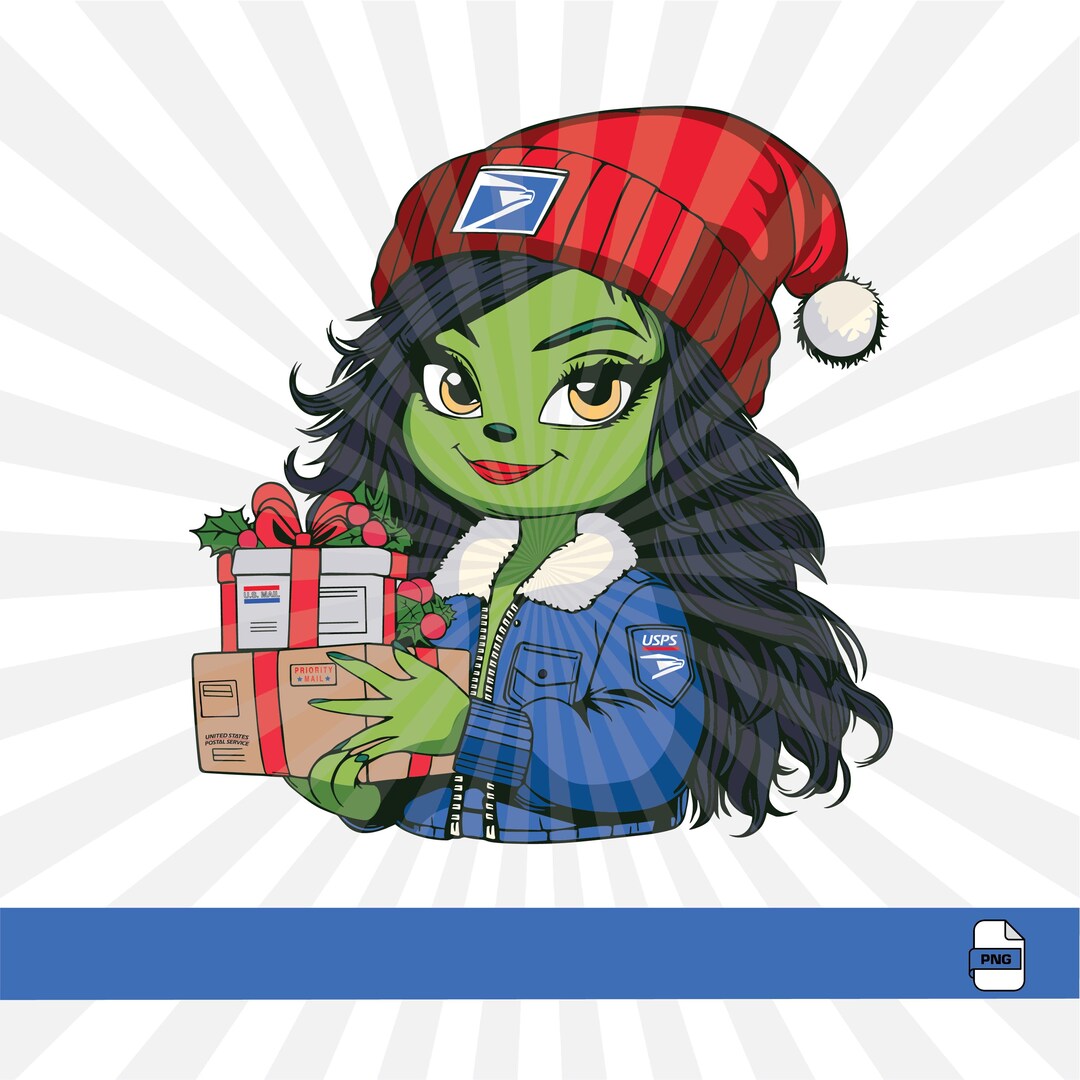 Grinch Girl USPS Logo PNG Files - Etsy Israel