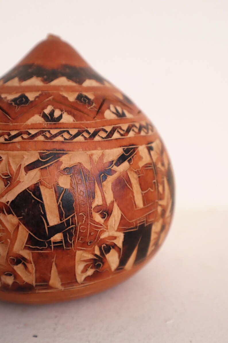 Folklore Peruvian Gourd Hand Carved W Musician Motives - Etsy