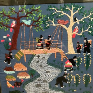 Traditional Hmong Embroidery Story Cloth Framed - Etsy