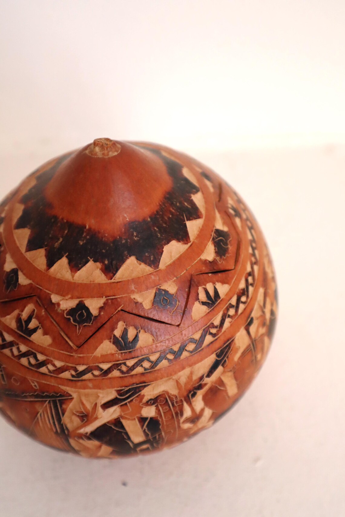 Folklore Peruvian Gourd Hand Carved W Musician Motives - Etsy
