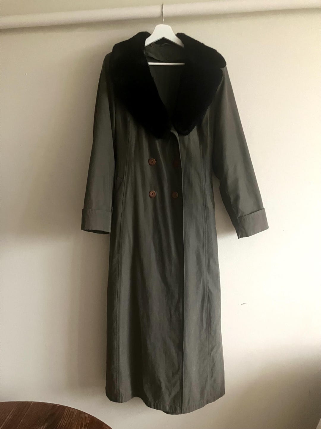 Badass Vintage Long Trench Coat by Sequence 90s W Detachable Faux Fur ...