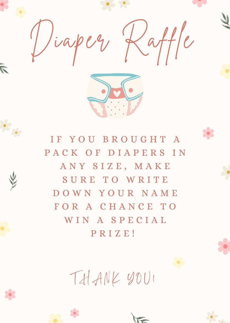 Diaper Raffle Sign for Baby Shower - "baby in Bloom" Theme Inspired - Etsy