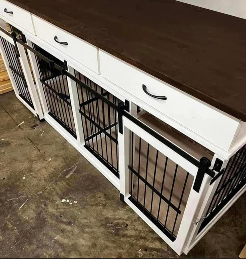 Double Dog Crate With Sliding Doors (2 Dogs) - Etsy