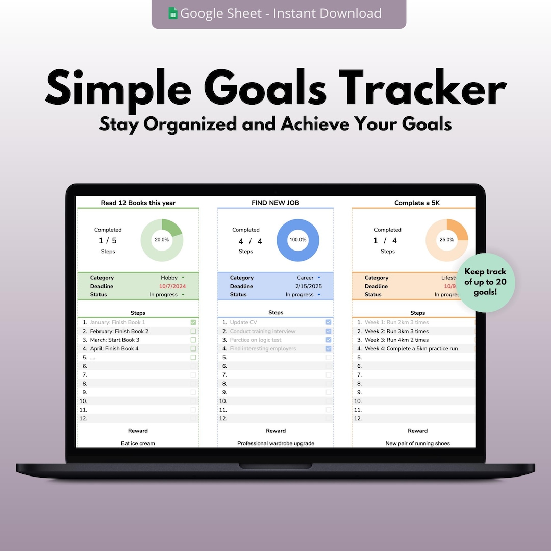 Simple Goals Tracker: Easily Set, Track, and Achieve Your Personal and ...