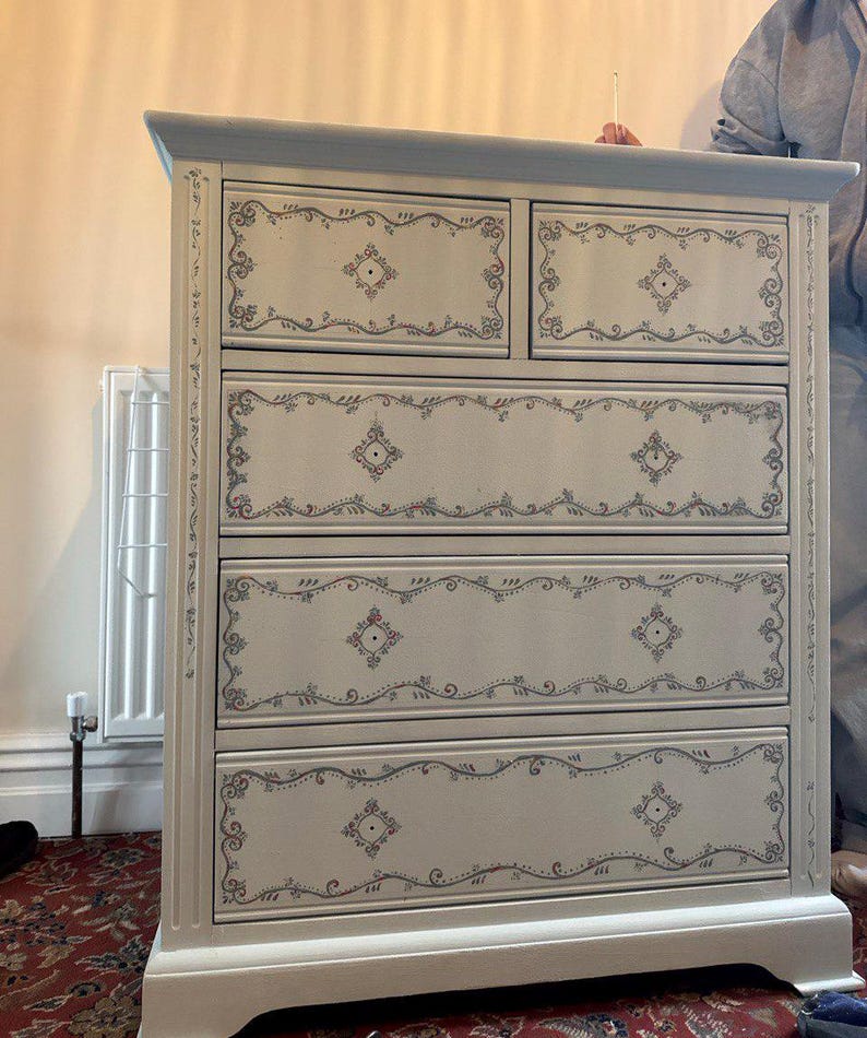 Hand Painted Dresser Vintage Furniture Upcycled Chest of Drawers Custom ...