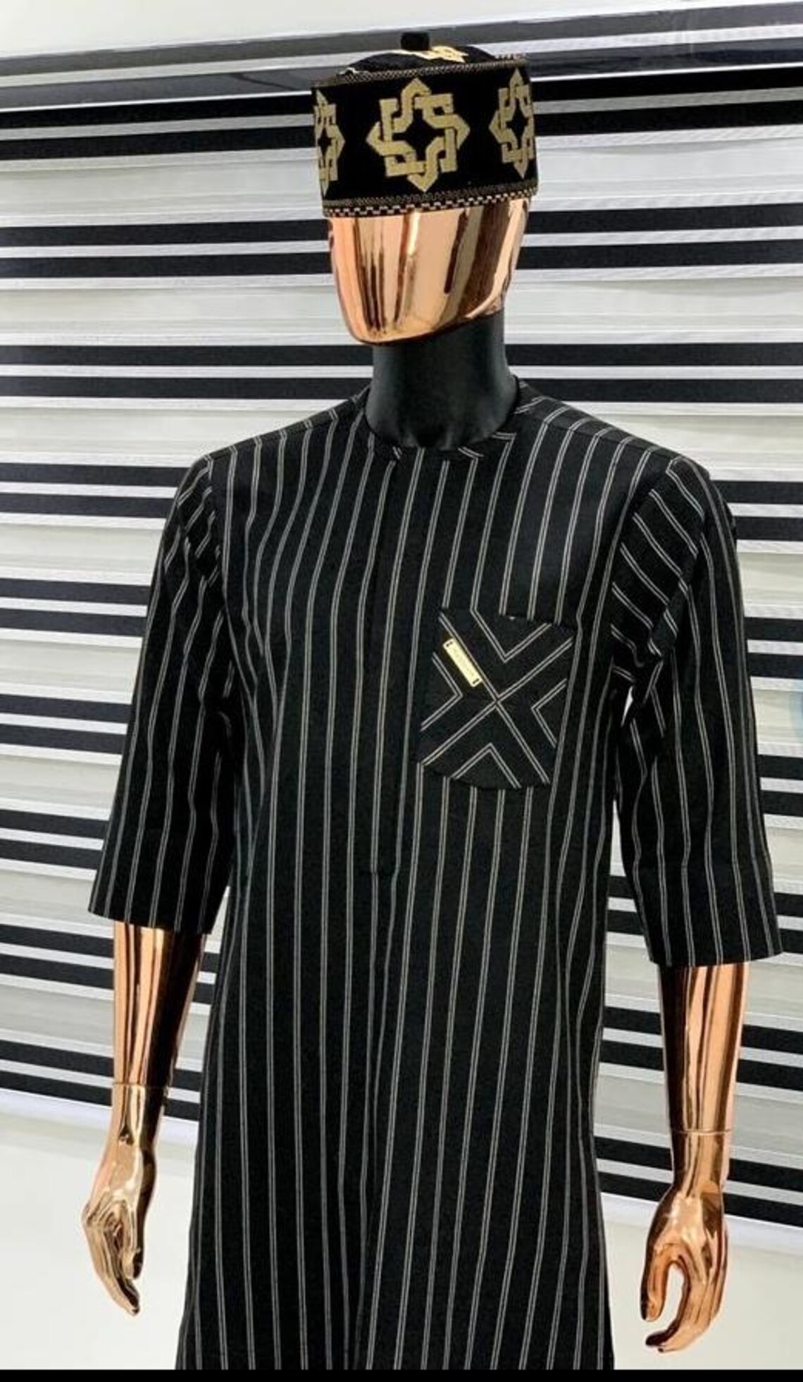 Stripe African Men's Two Piece Senator Wear for Weddings and Special ...