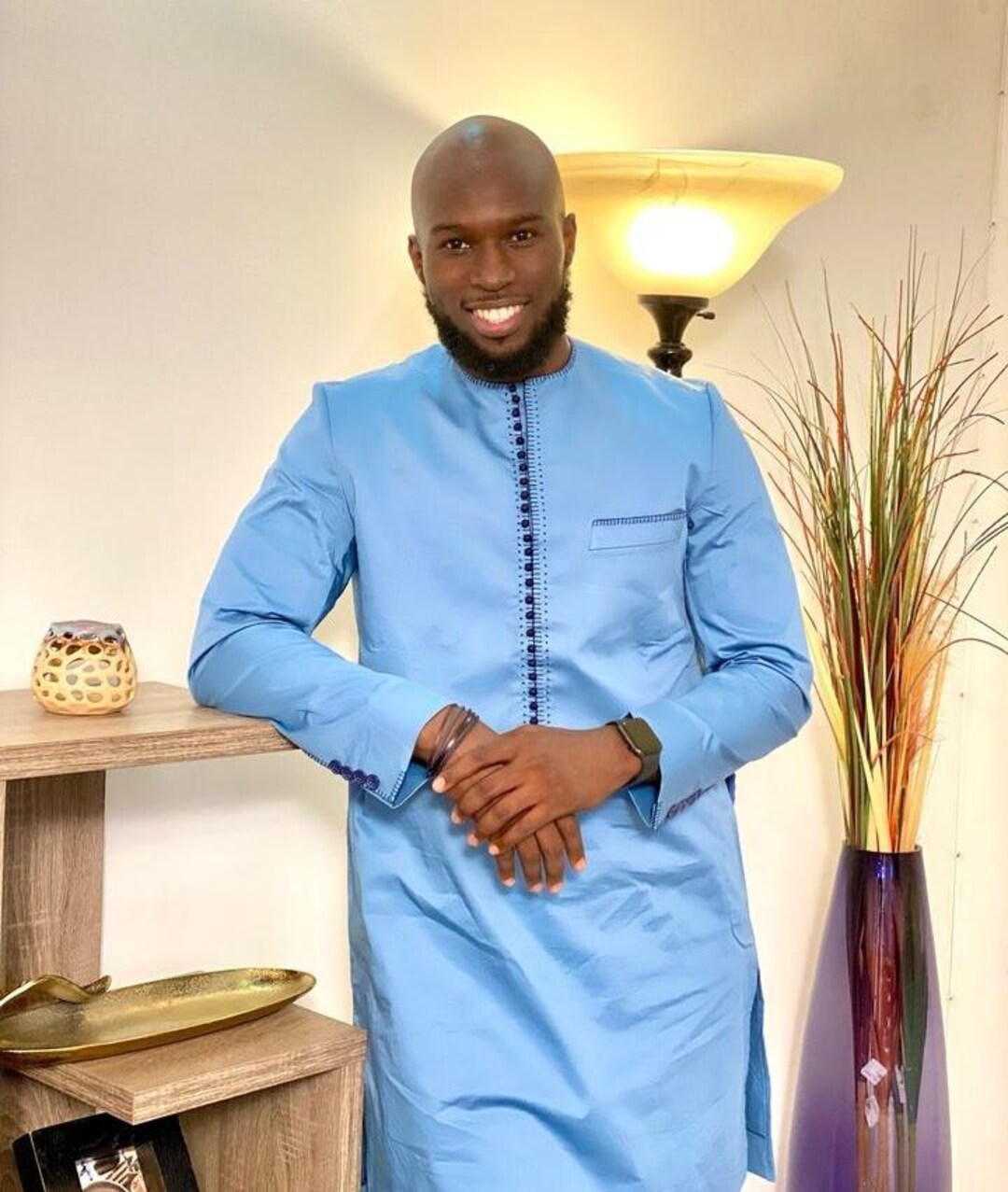 Blue African Men's Two Piece Senator Wear for Weddings and Special ...