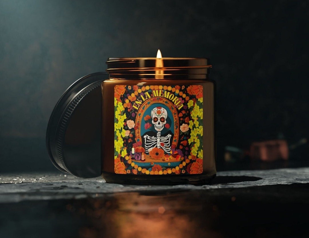 En La Memoria Soy Eco Candles, 4 Oz Amber Jar, Dia De Los Muertos Decor ...