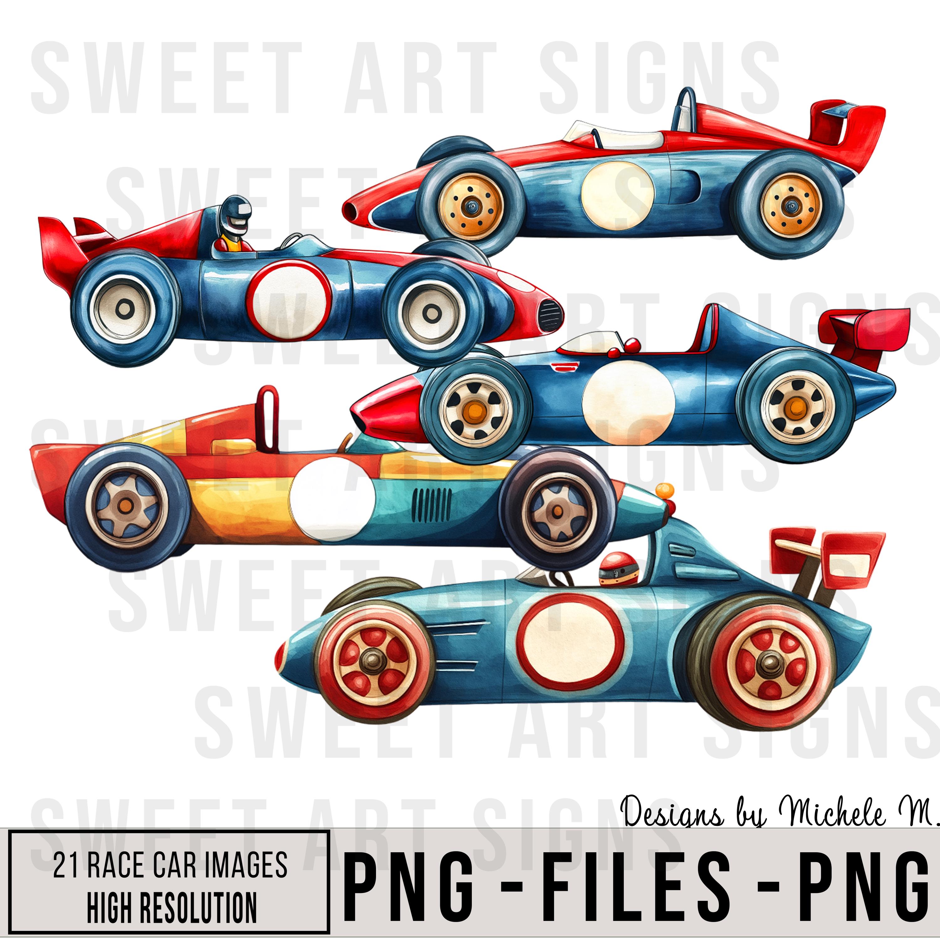 Race Car Racing Clipart, Retro Cars, Watercolor Race Car Images, Race ...