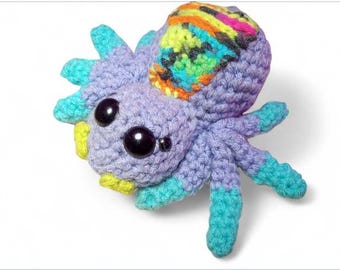 Floral Purple Jumping Spider Crochet Plushie | Stuffed Animal | Toy ...