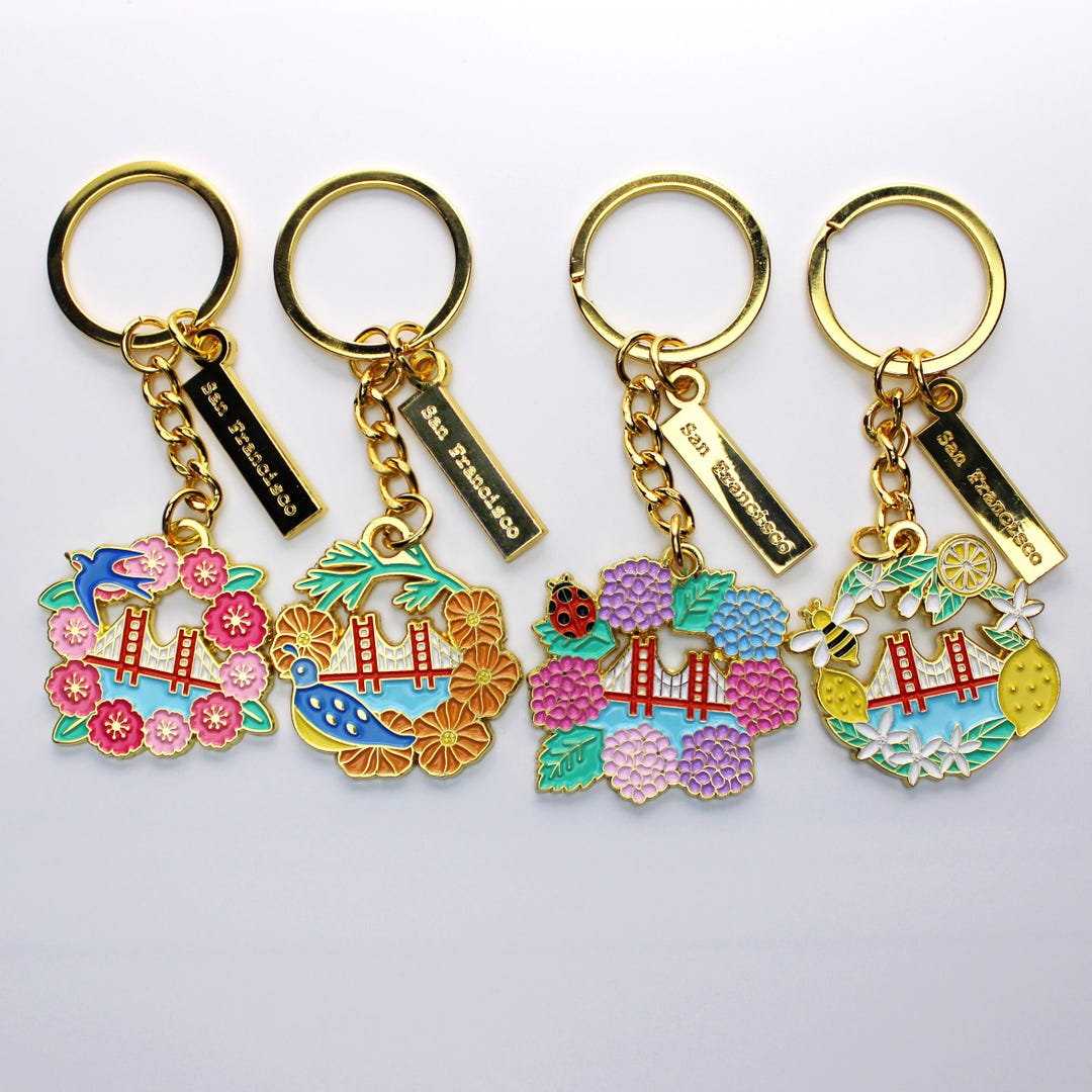 San Francisco Golden Keychains - Golden Gate Bridge, California, Gift ...