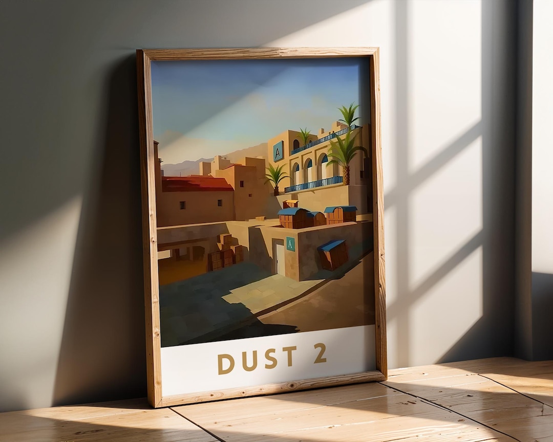 CS2 Dust2 A Site - Retro Travel Poster | CS2 CSGO Merch | Game Room ...
