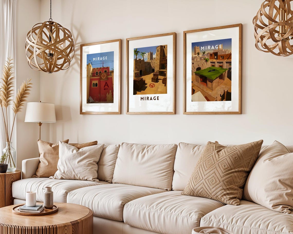 CS2 Mirage T Spawn Retro Travel Poster CS2 CSGO Merch Game Room Gaming ...