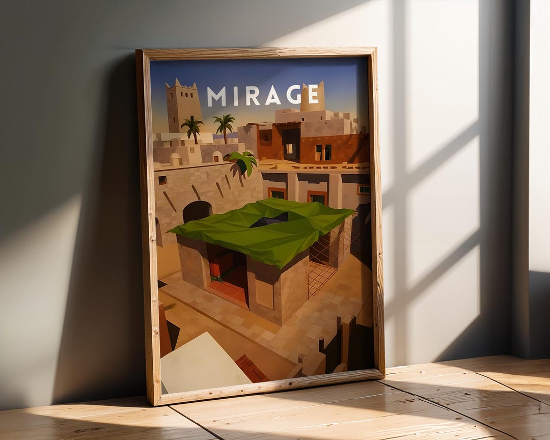 CS2 Mirage B Site - Retro Travel Poster | CS2 CSGO Merch | Game Room ...