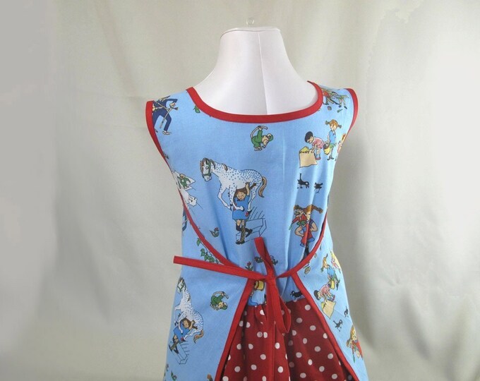 Pippi Longstocking Blue Apron Dress With Red Fake Skirt, Sz 3-4T, (98 ...