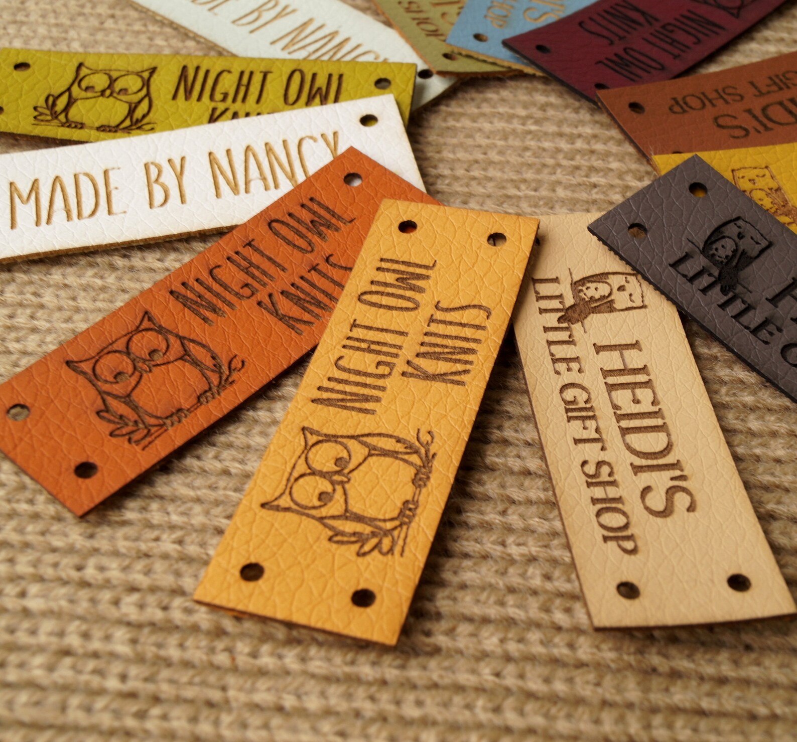 Leather Tags for Handmade Items Personalized Knitting or | Etsy