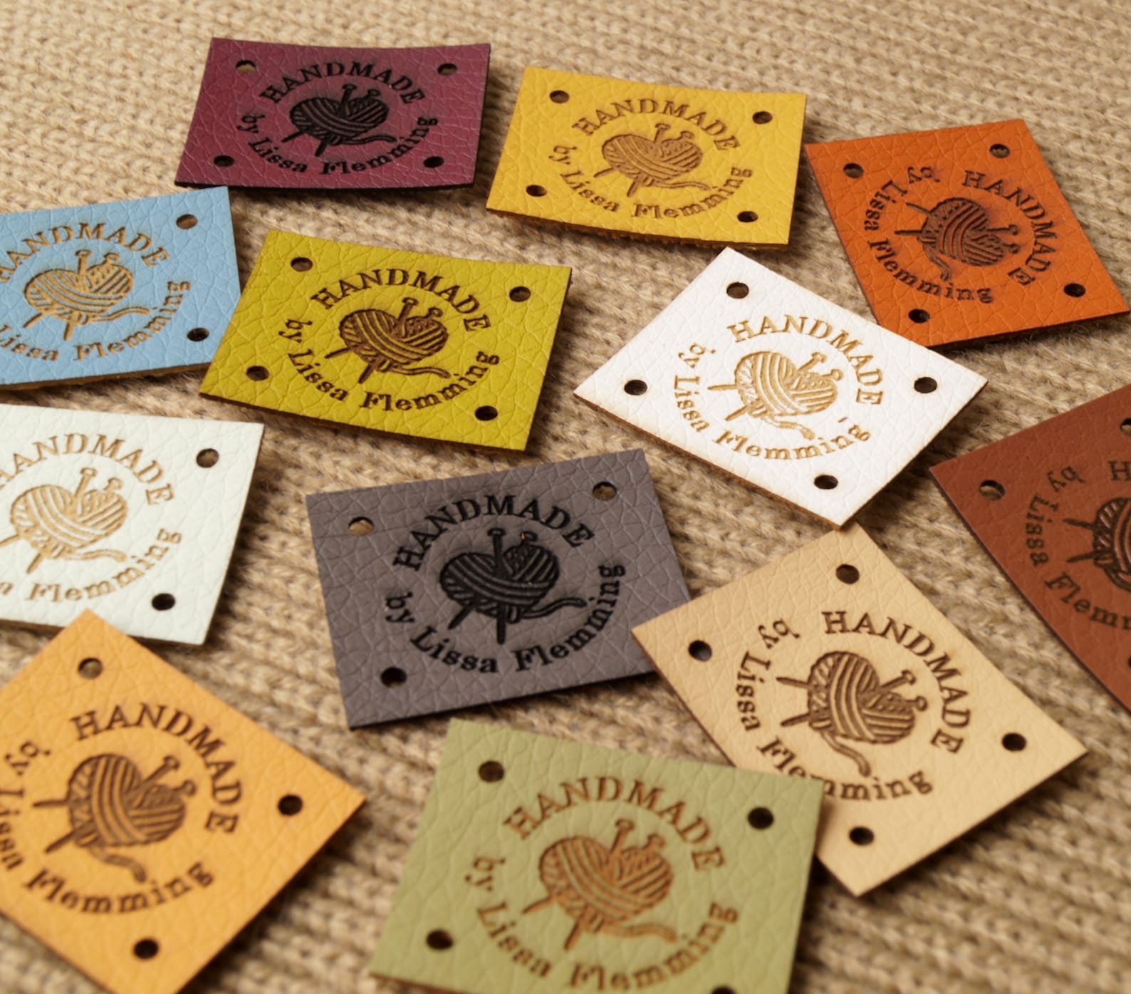 Personalized Faux Leather Labels for Handmade Products - Knitting ...