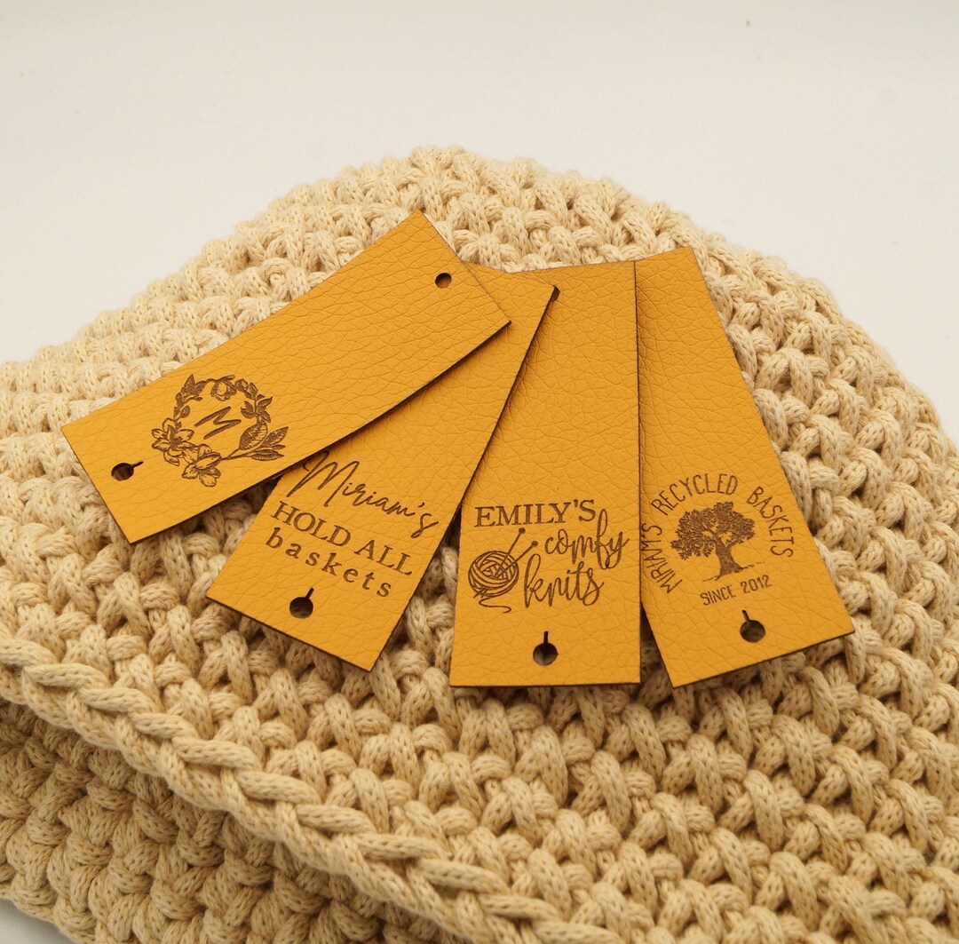 Leather Labels for Handmade Items - Knitting Labels - Crochet Tags ...