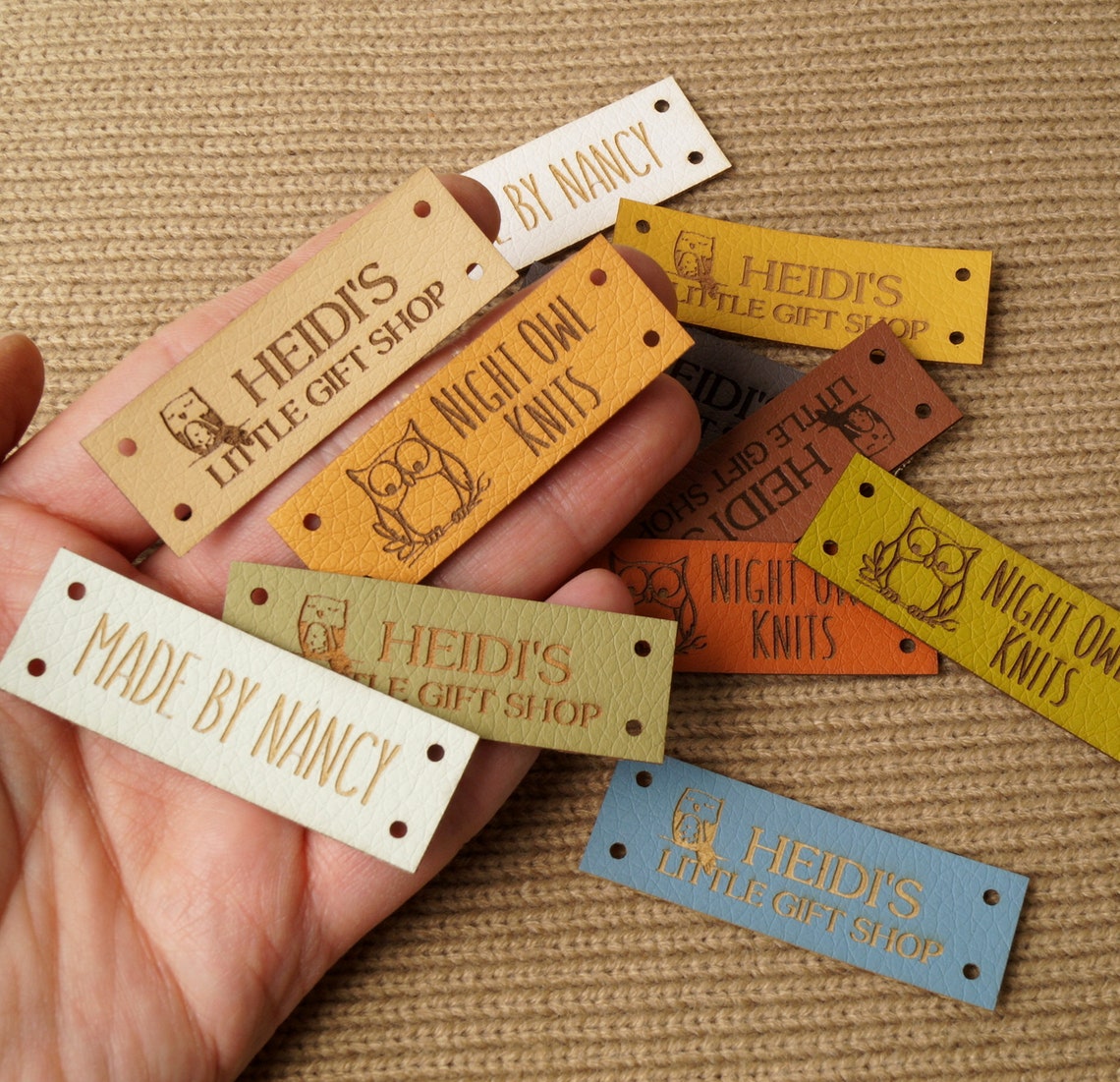 Leather Tags for Handmade Items, Personalized Knitting or Crochet ...