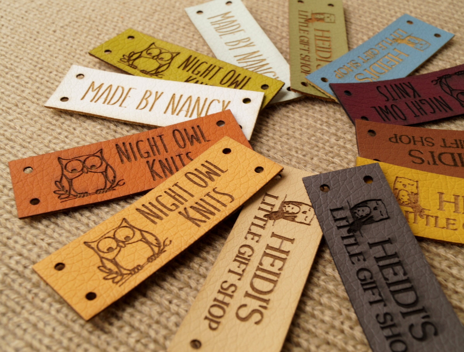 Leather Tags for Handmade Items Personalized Knitting or | Etsy