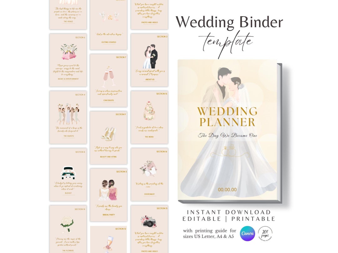 Wedding Day Binder Template, Wedding Planner, Wedding Planner Printable ...