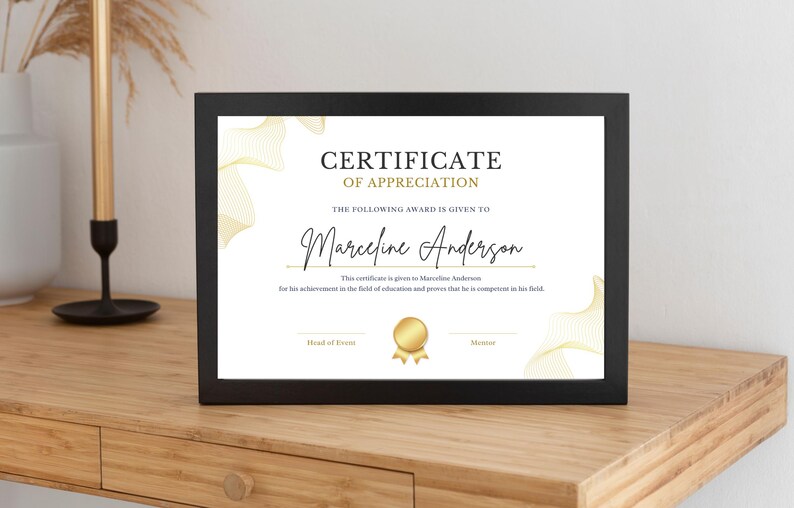 Cream Bordered Appreciation Certificate for Awards & Recognition, Customizable Modern Design ...