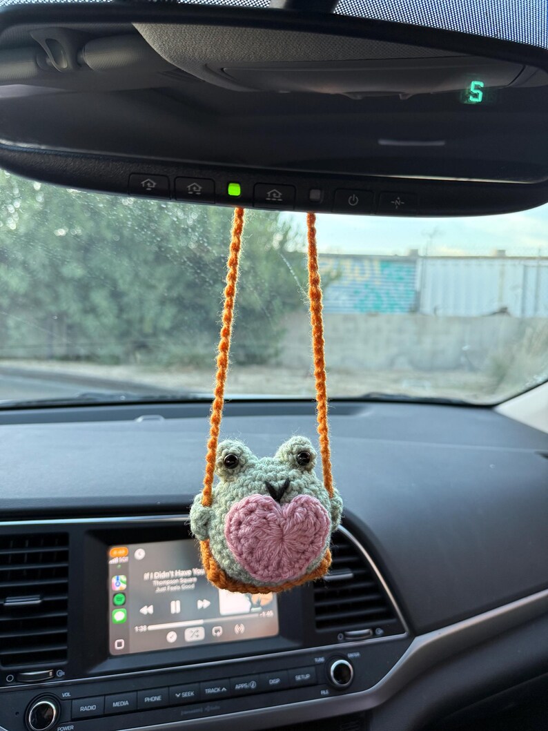 Swinging Frog | Crochet | Rear View Mirror Decor - Etsy