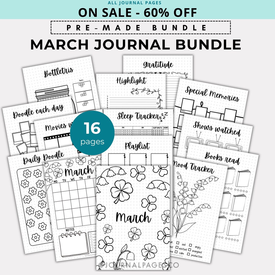March Journal Printable Bundle - Pre-made March Journal Planner With ...