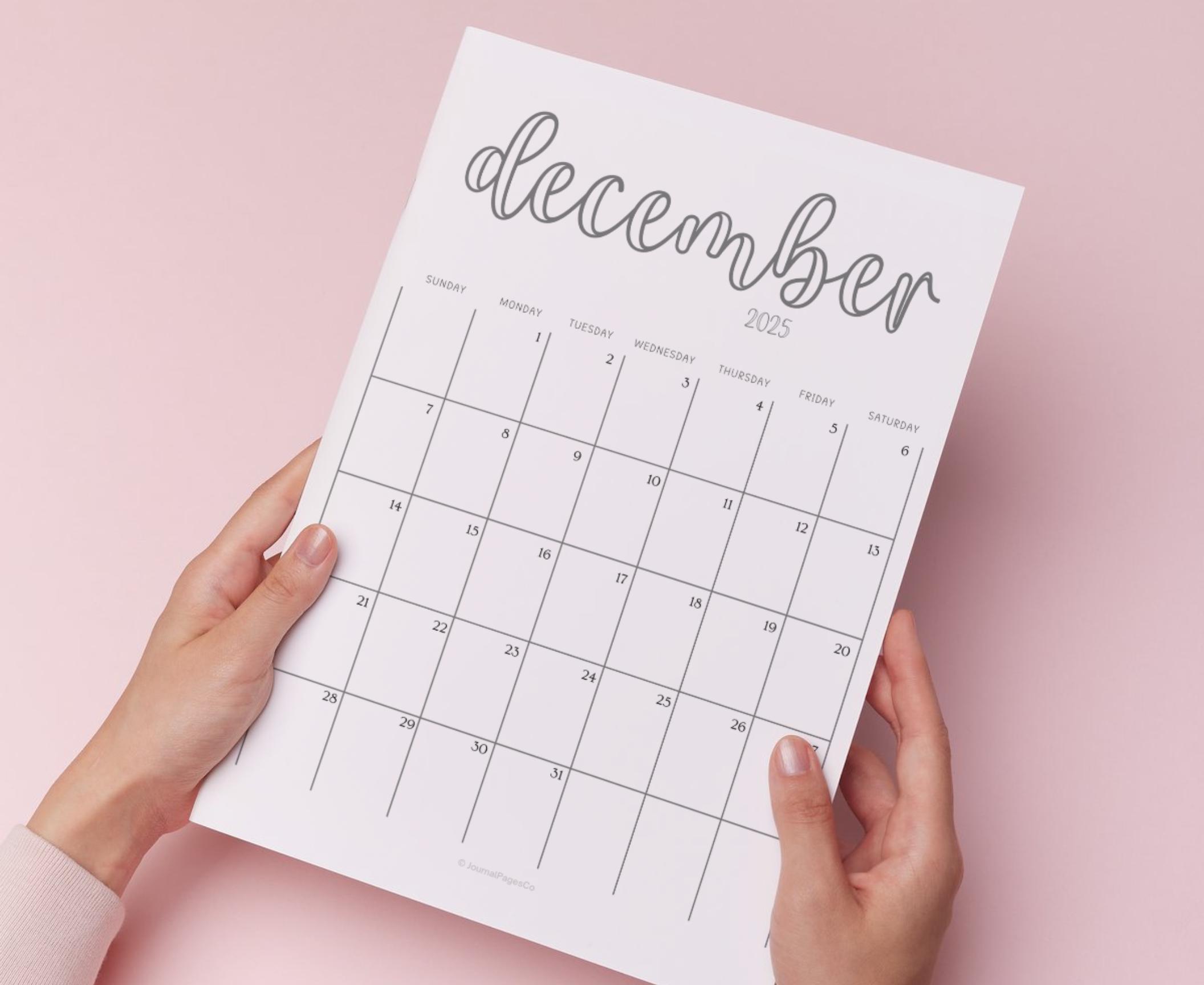 2025 Calendar Printable Minimalist Calendar Planner, School Calendar ...