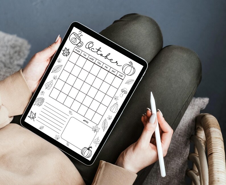 October Title Page With October Calendar, Printable Monthly Planner ...