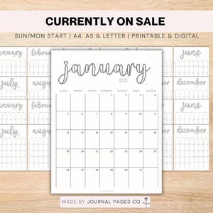 2025 Calendar Printable Minimalist Calendar Planner, School Calendar ...