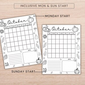 October Title Page With October Calendar, Printable Monthly Planner ...