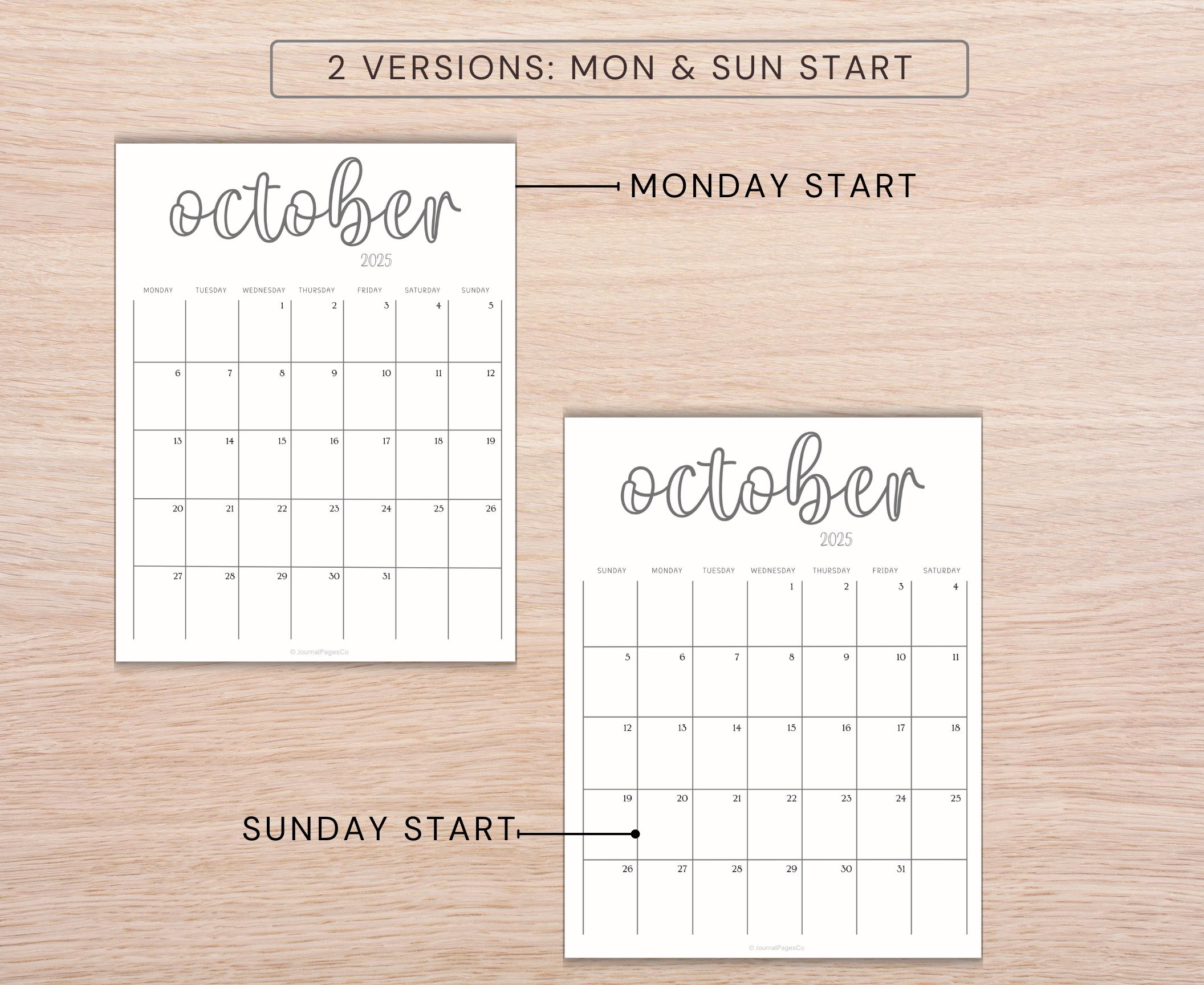2025 Calendar Printable Minimalist Calendar Planner, School Calendar ...