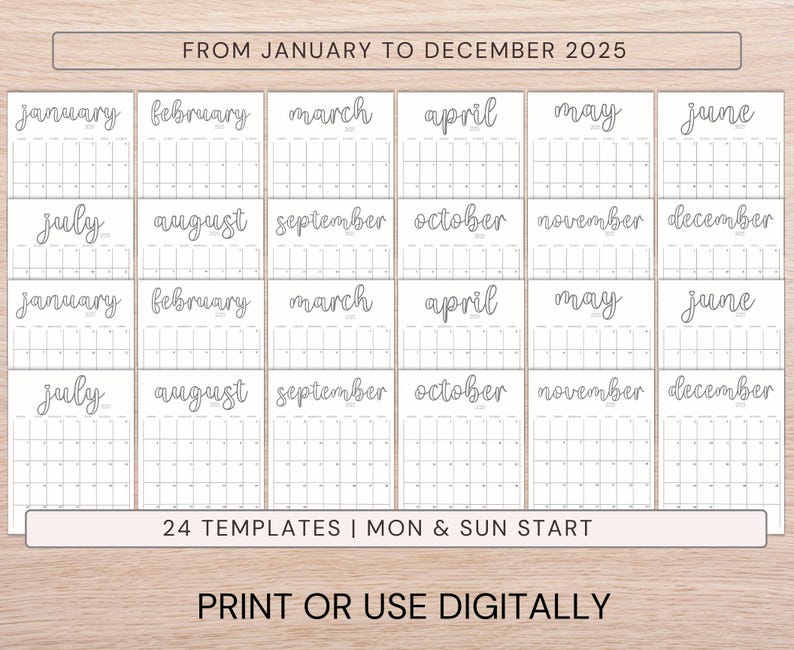2025 Calendar Printable Minimalist Calendar Planner, School Calendar ...