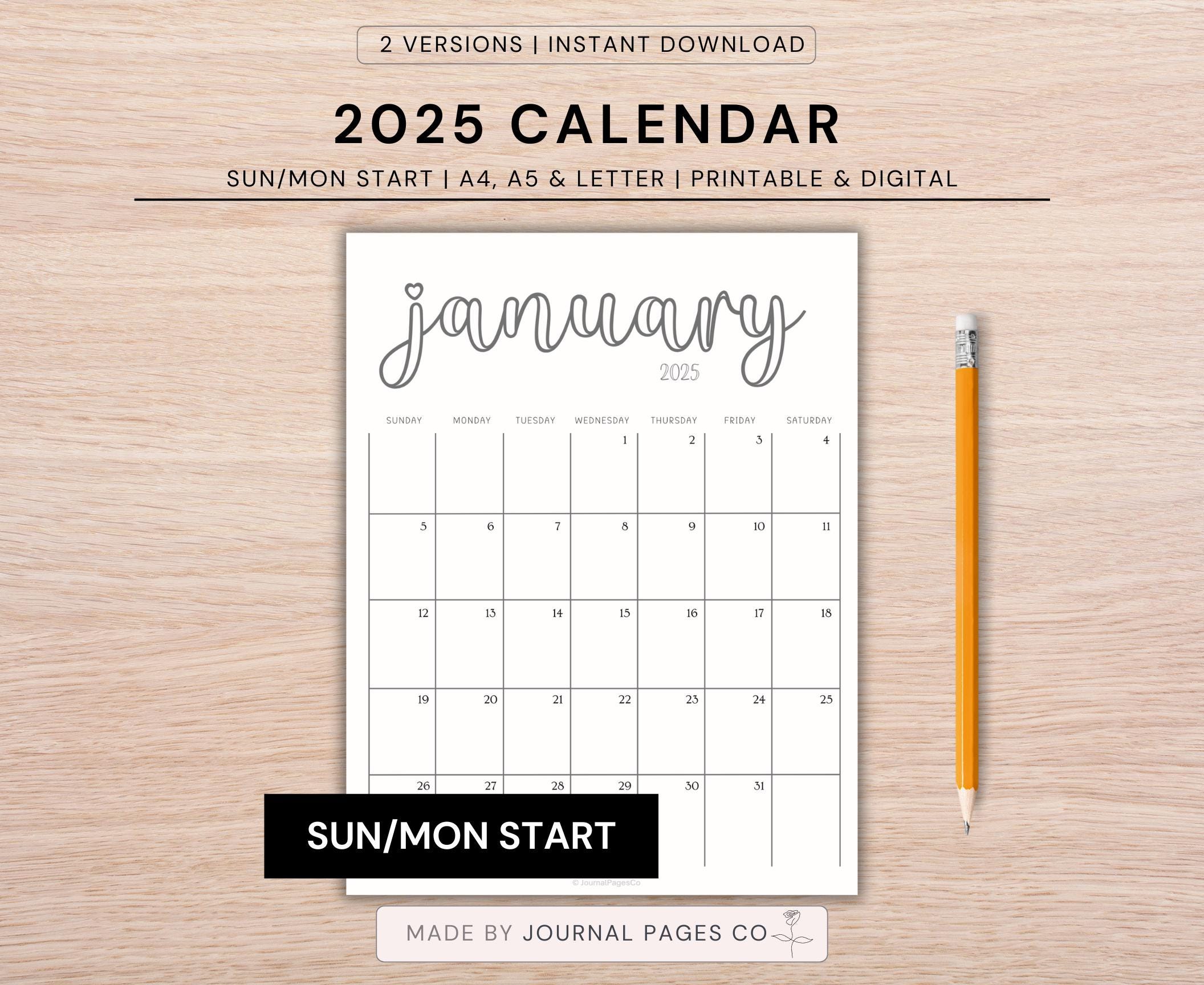2025 Calendar Printable Minimalist Calendar Planner, School Calendar ...