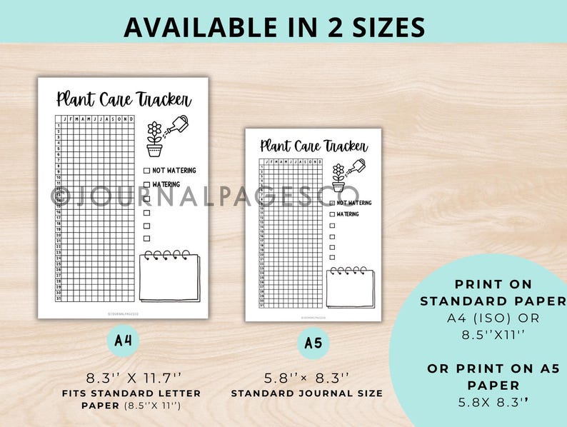 Plant Care Tracker Printable | Plant Watering Log & Journal Page ...