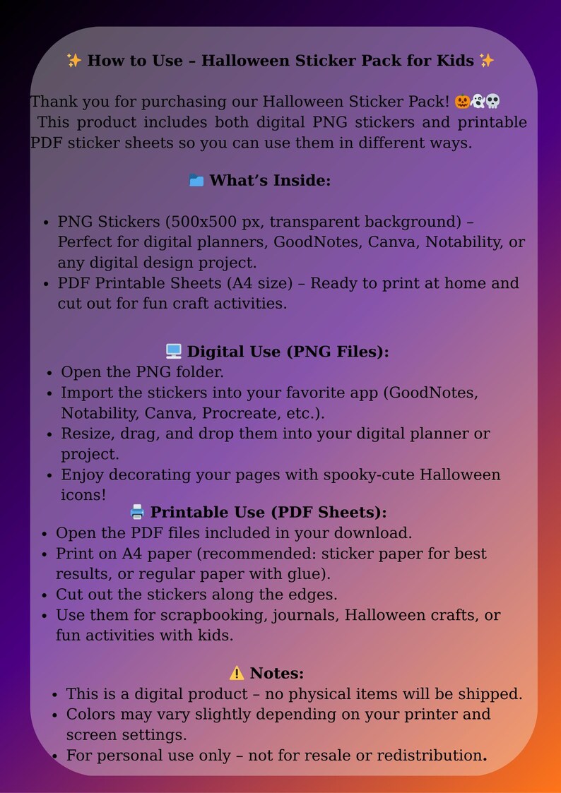 Halloween Sticker Pack for Kids | 40+ Cute Ghost, Pumpkin & Candy PNG ...