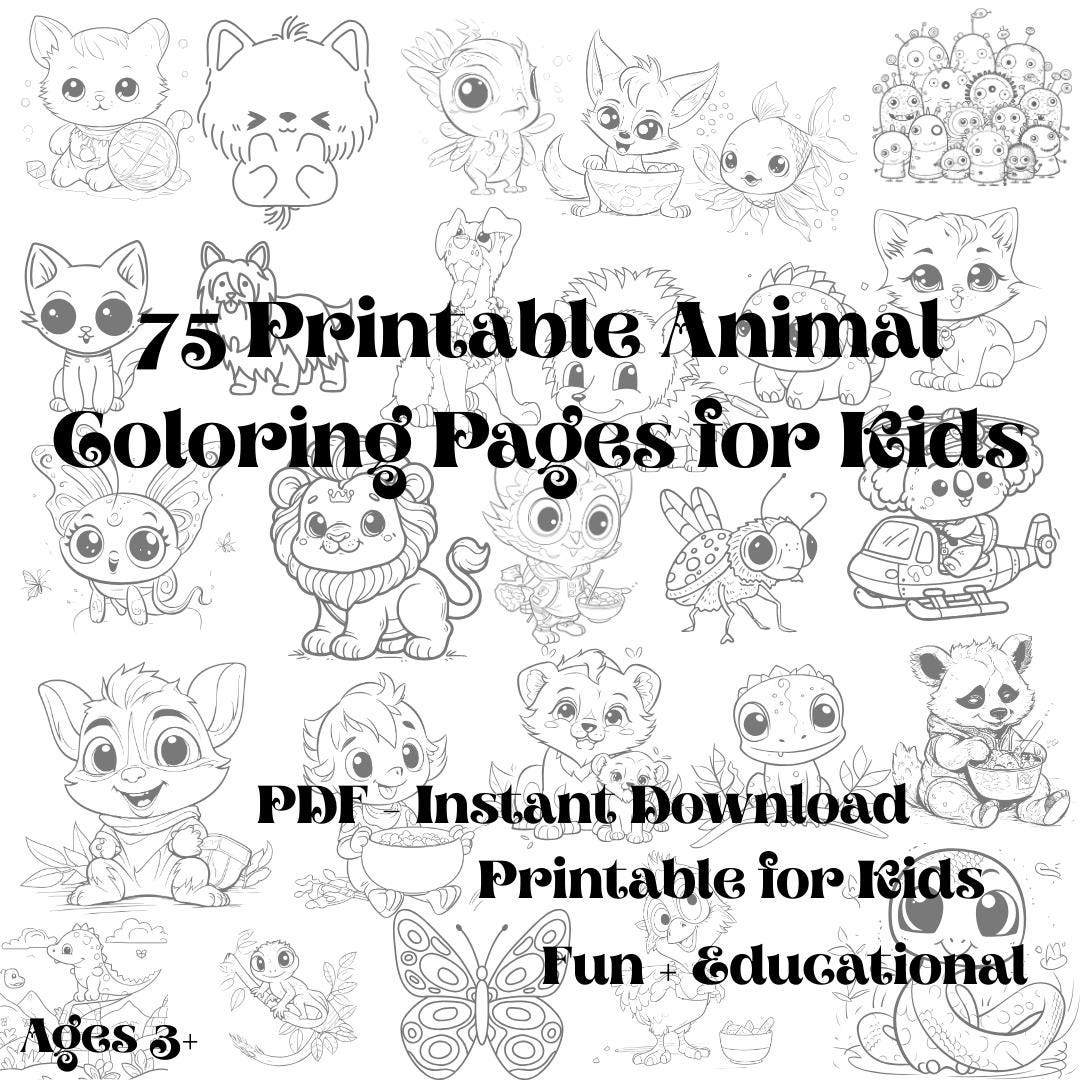 75 Printable Animal Coloring Pages for Kids | Instant Download | Us ...