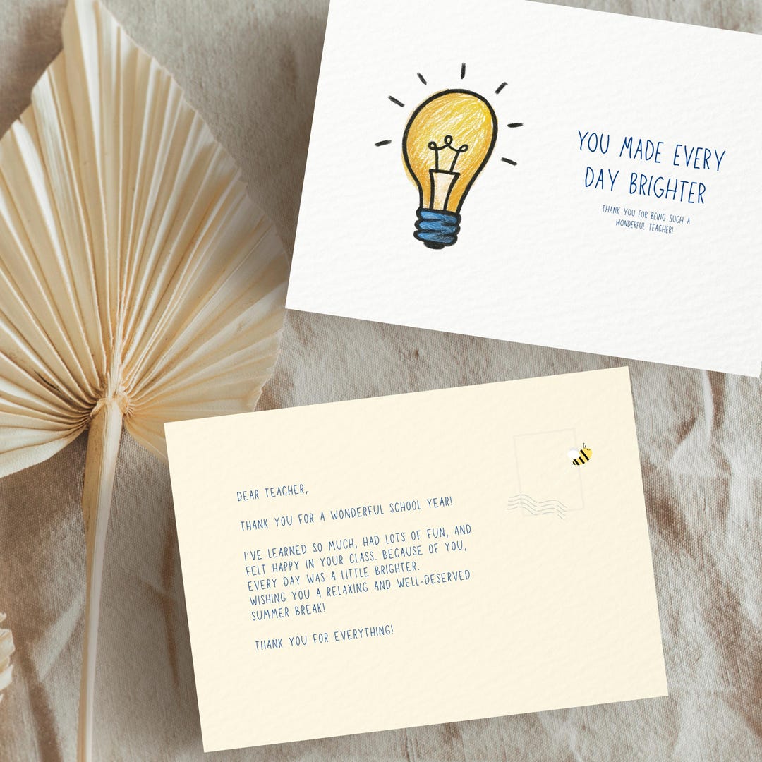 Editable Thank You Card // A6 Canva Template // Printable Teacher ...