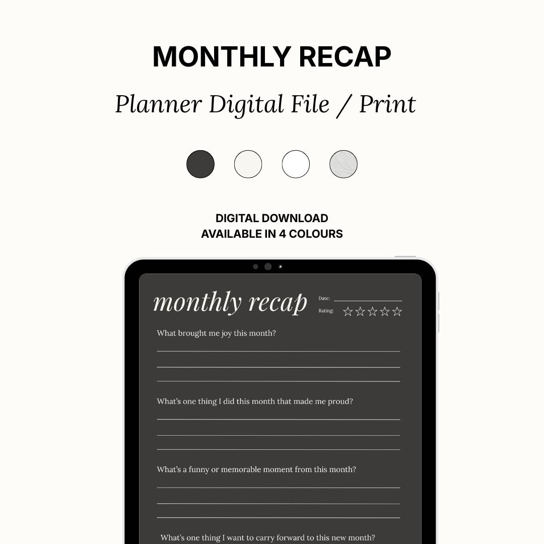 Monthly Recap Printable, Minimalist Template (PDF, iPad Compatible) - Etsy