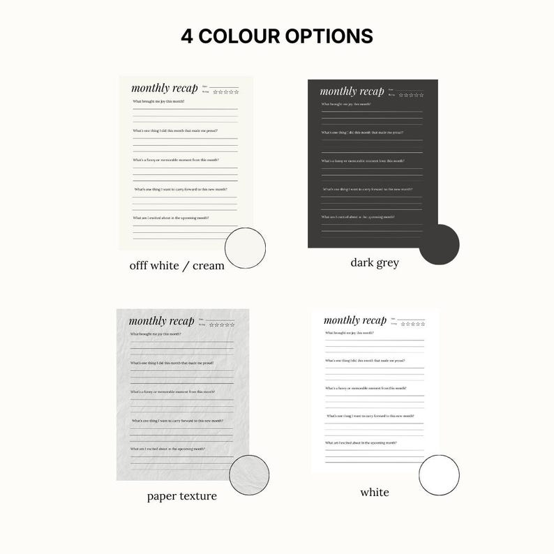 Monthly Recap Printable, Minimalist Template (PDF, iPad Compatible) - Etsy