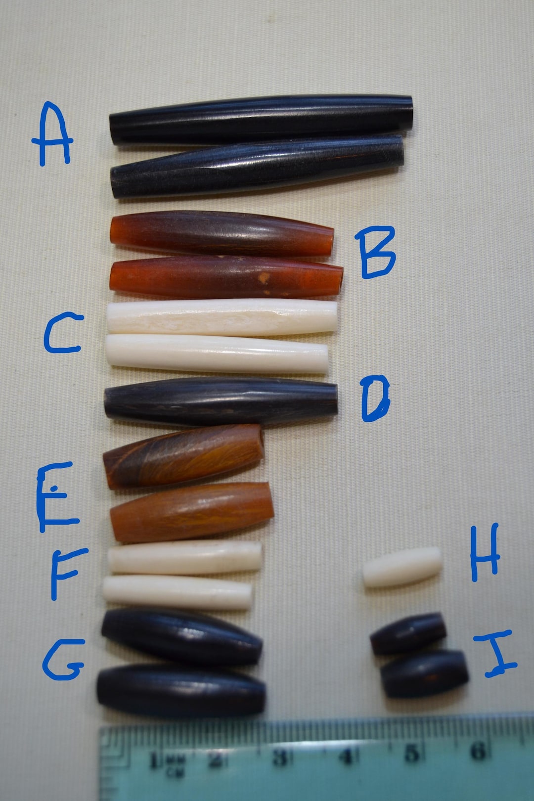 Solid Colored Hair Pipe Beads, Bone or Horn, Loose in Groups. - Etsy