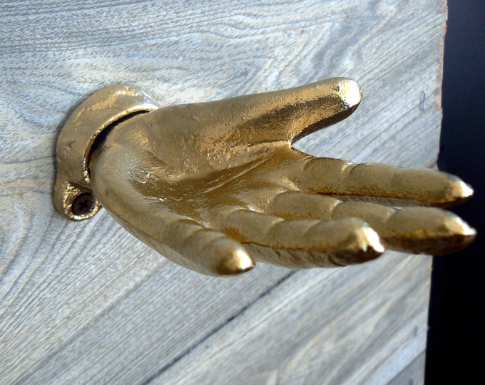 Hand Hook Rustic Unique LEFT Hand Pull Metal Heavy Cast Iron Key Leash ...