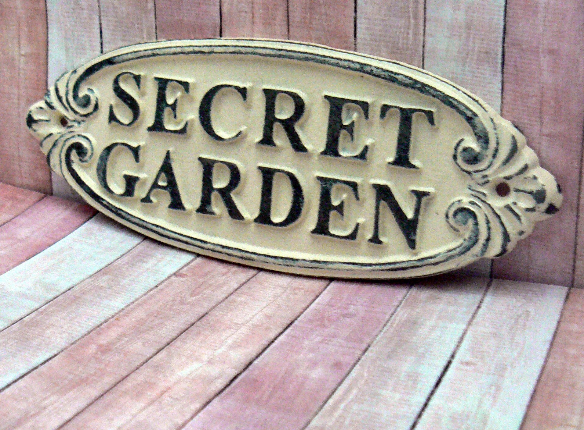 Secret Garden Sign Gate Wall Welcome Plaque Metal Cast Iron | Etsy