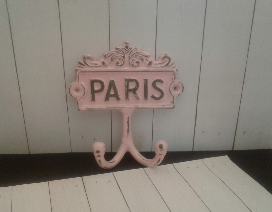 Paris Metal Wall Hook Baby Pink French Shabby Chic Art Decor - Etsy