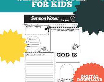Sermon Notes for Kids - Etsy