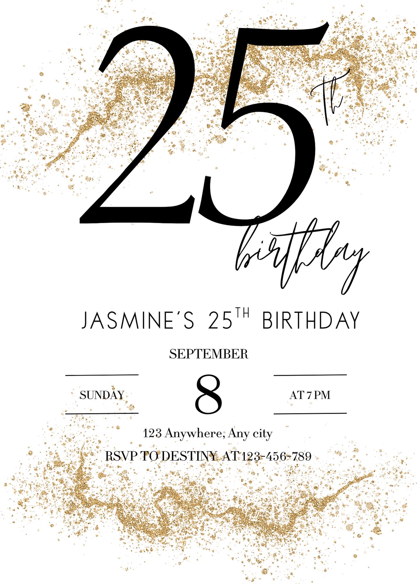 25th Birthday Invitation - Etsy