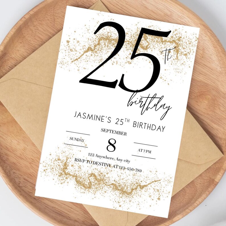 25th Birthday Invitation - Etsy