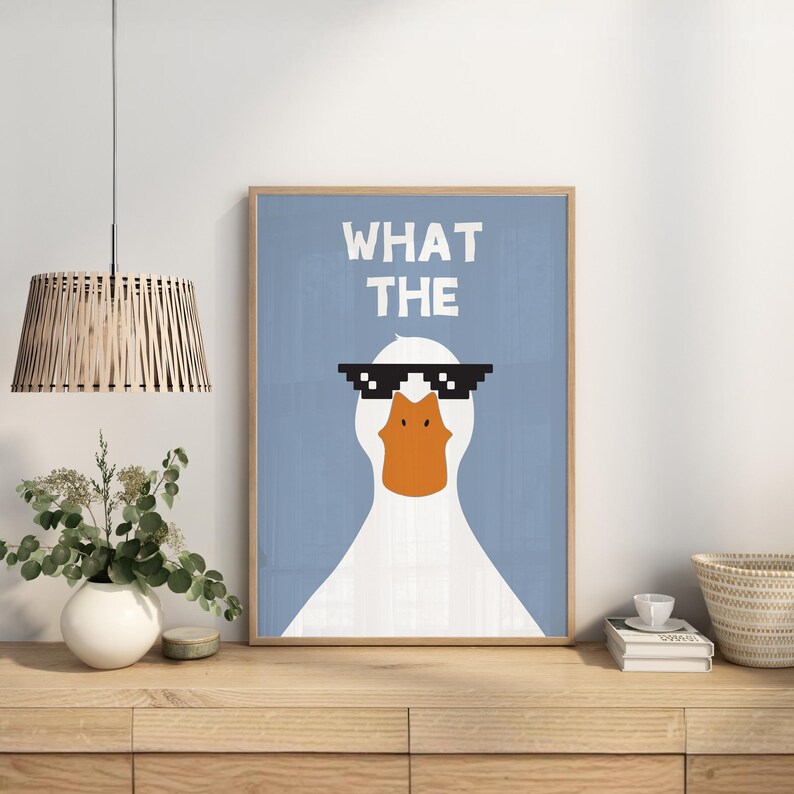 What the Duck Poster, Modern Wall Art, Funny Quote Prints, Wall Art for ...